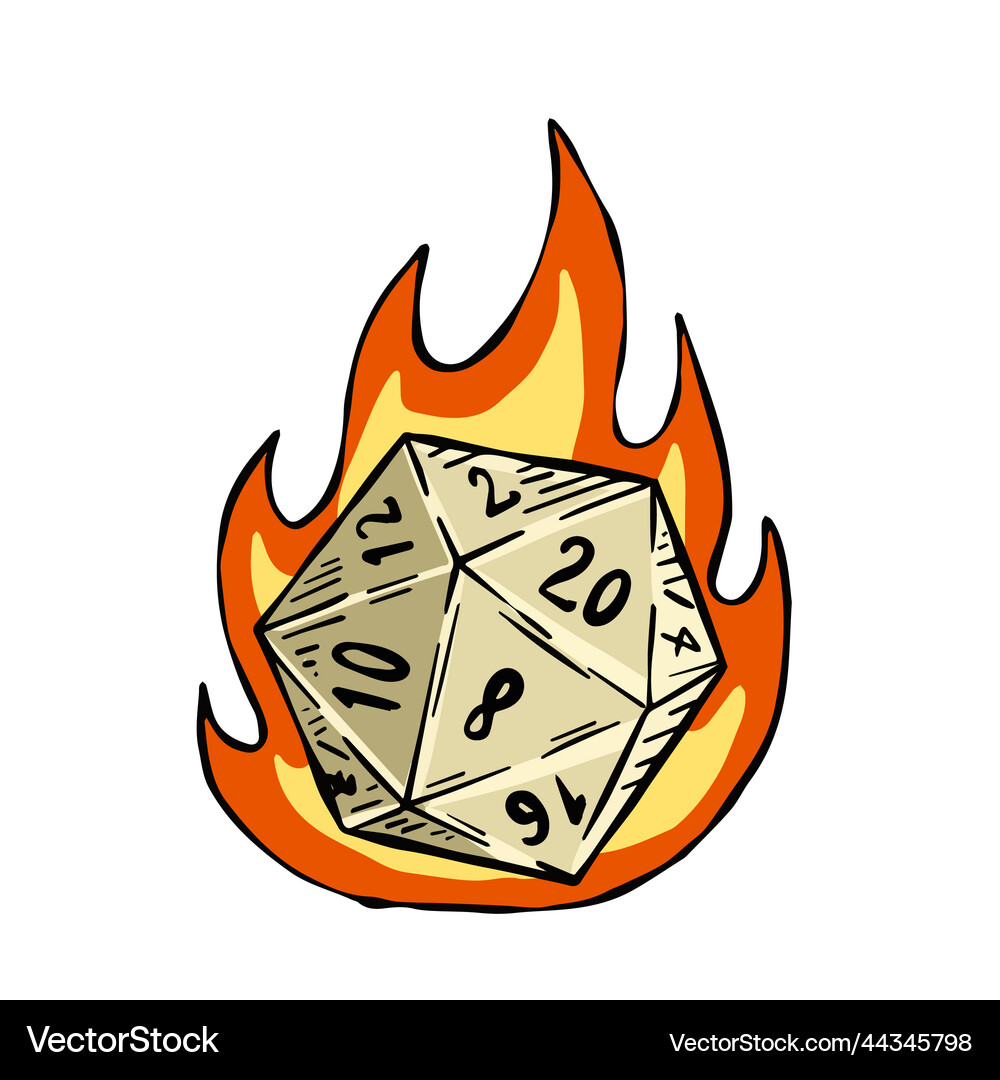 20 sided dice with numbers cartoon Royalty Free Vector Image
