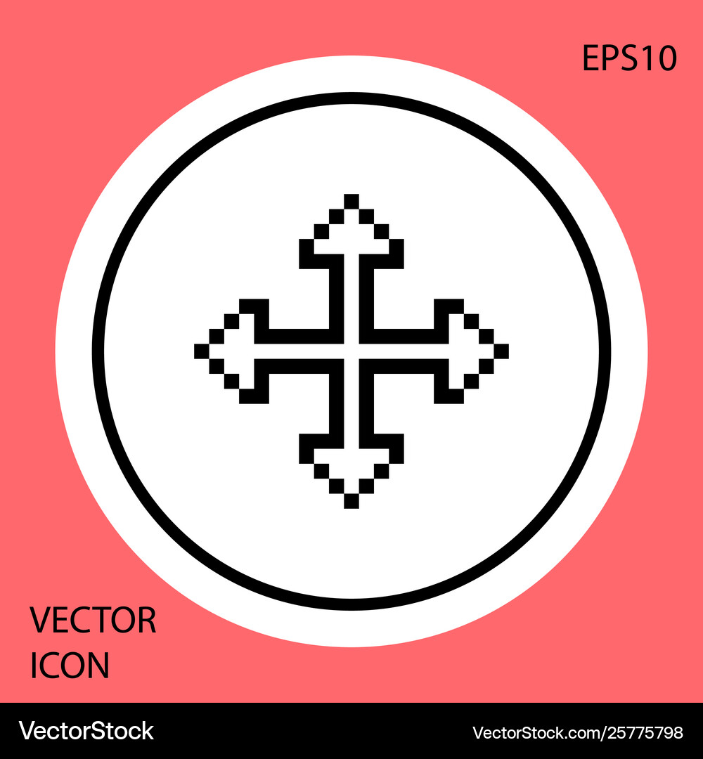 Black pixel arrows in four directions icon Vector Image