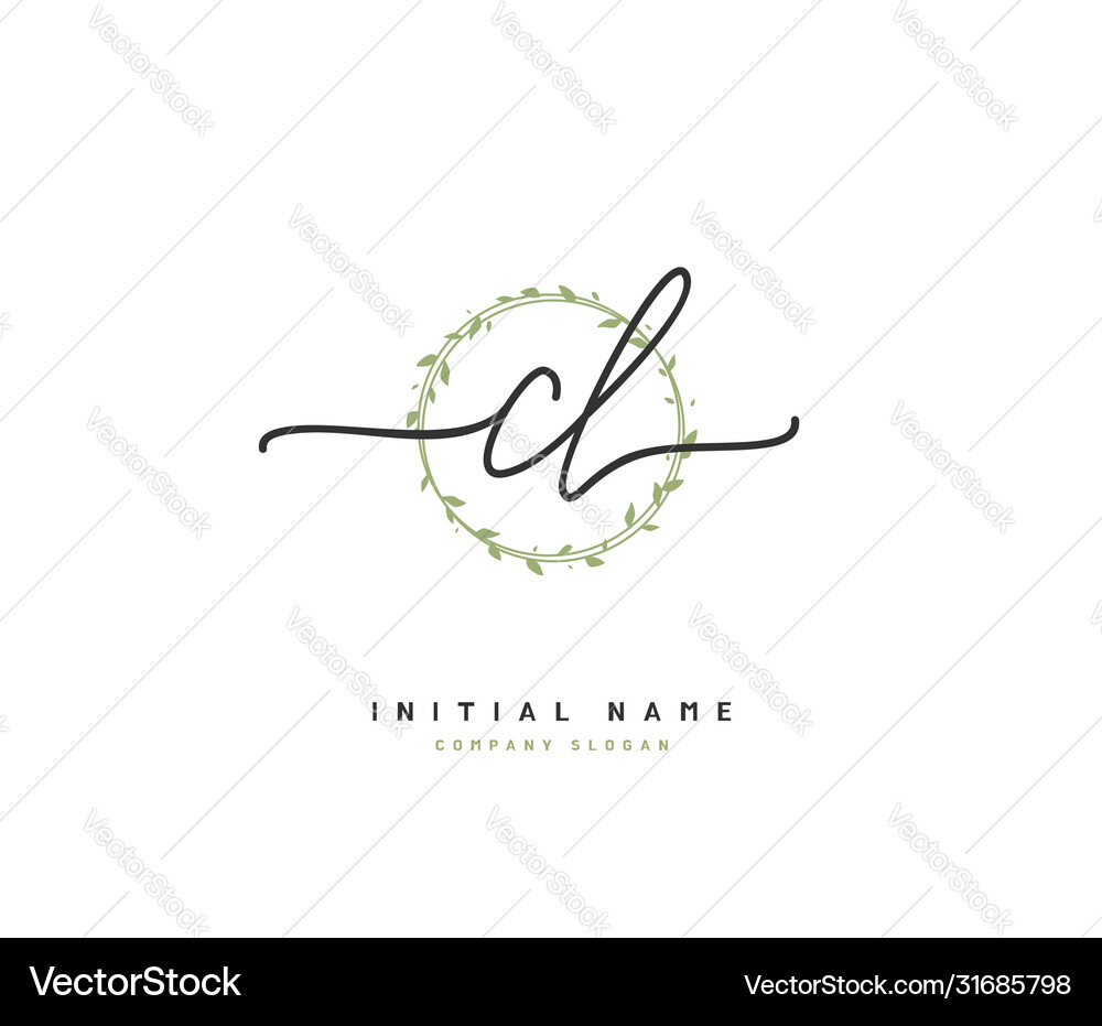 C l cl beauty initial logo handwriting logo Vector Image