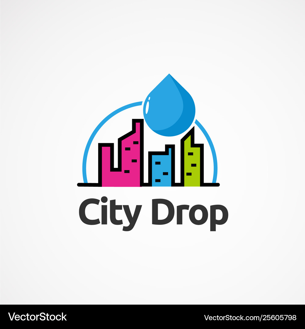 City color drop logo icon element and template Vector Image