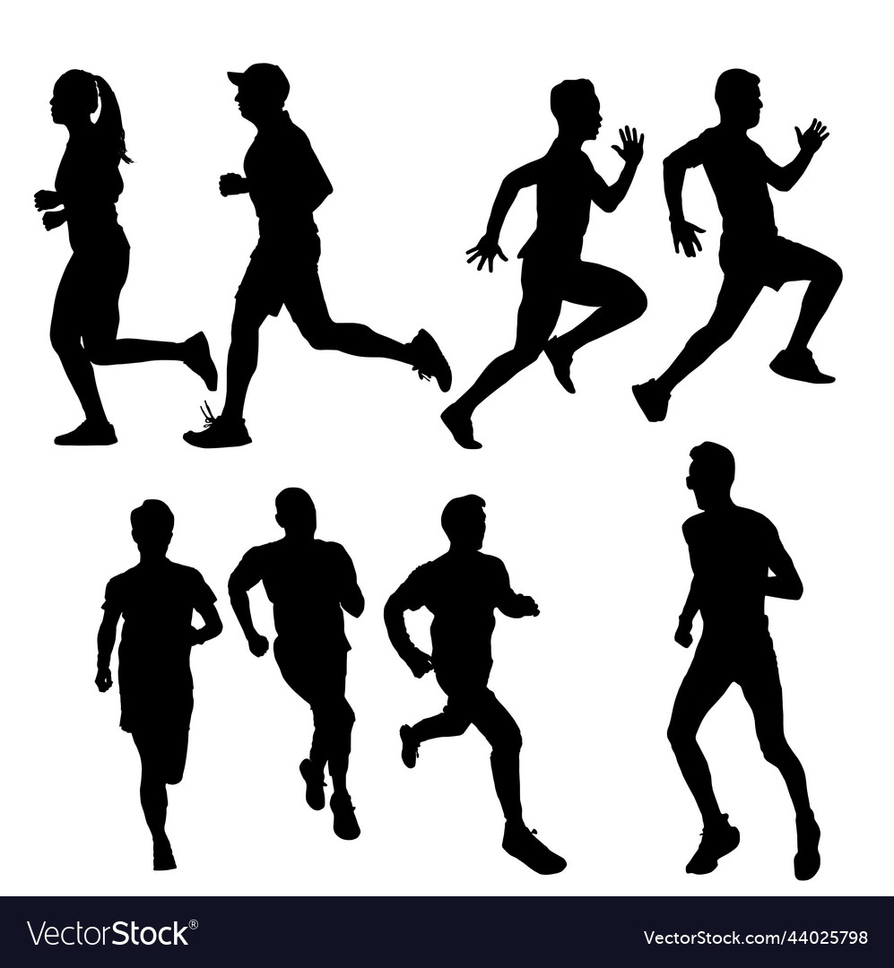 Collection of runner man and women Royalty Free Vector Image