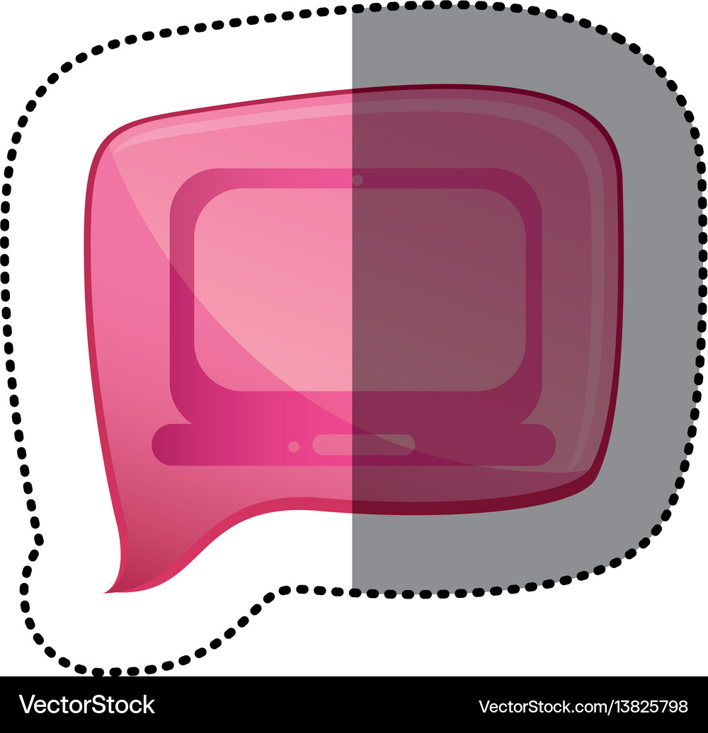 Color sticker with laptop computer icon in square Vector Image