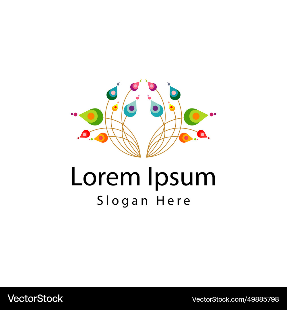 Colorful abstract feather logo design Royalty Free Vector