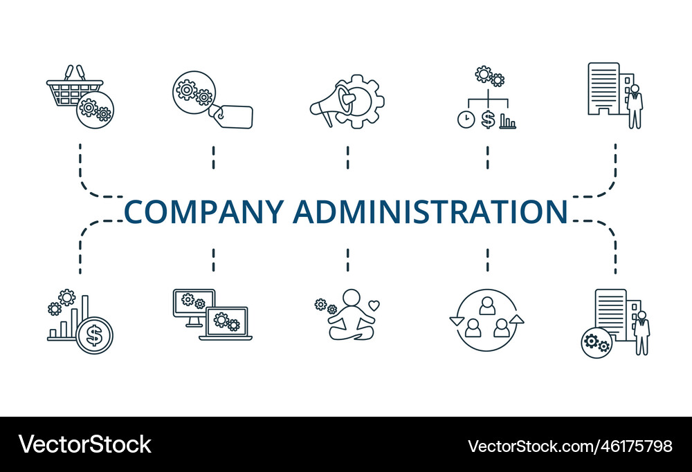 Company administration set icon editable icons Vector Image