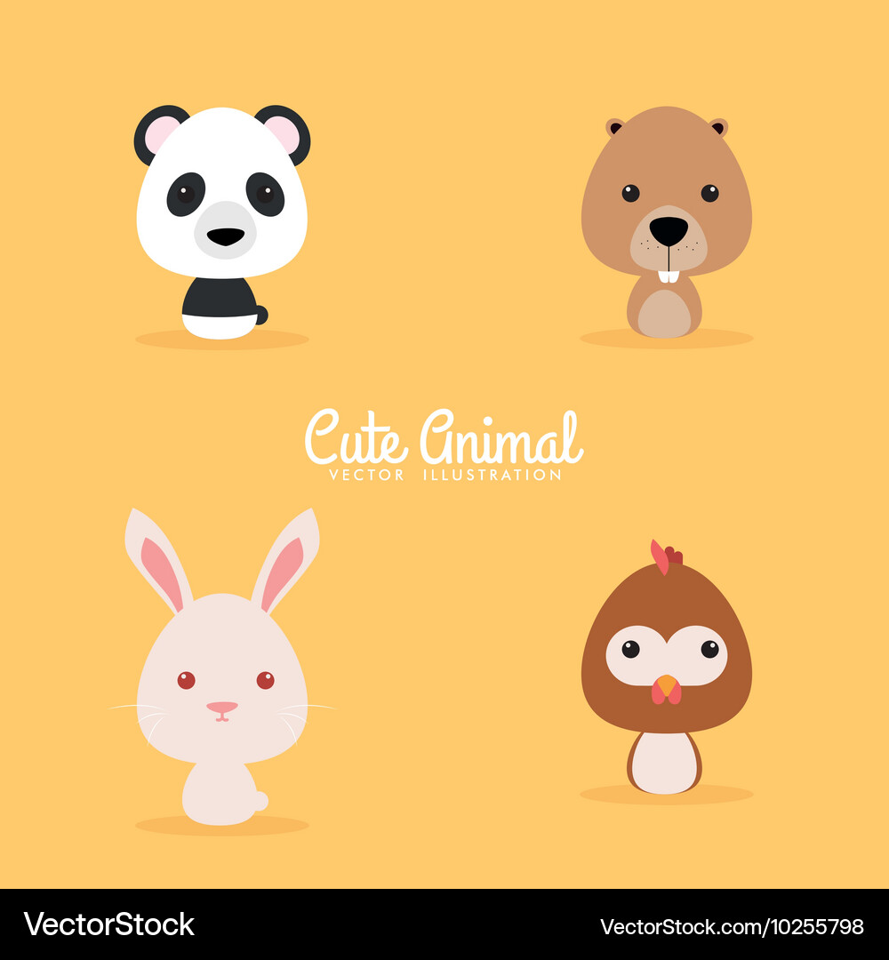 Cute cartoon wild animals Royalty Free Vector Image