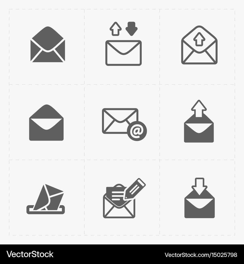 Email and envelope icons on white background Vector Image