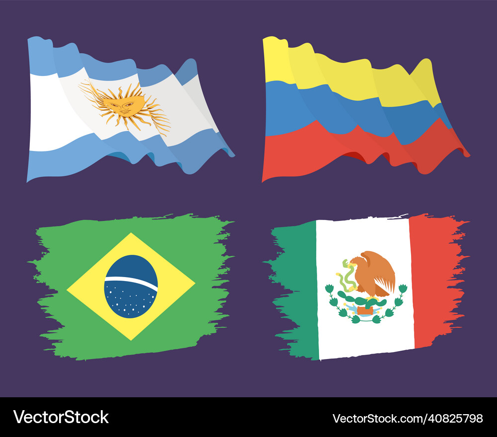 Four international flags icons Royalty Free Vector Image