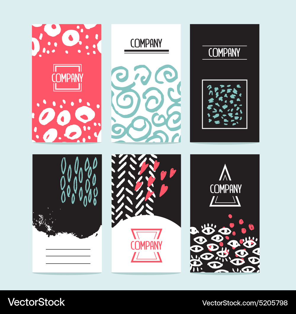 Hand drawn 6 cards with trendy textures Royalty Free Vector