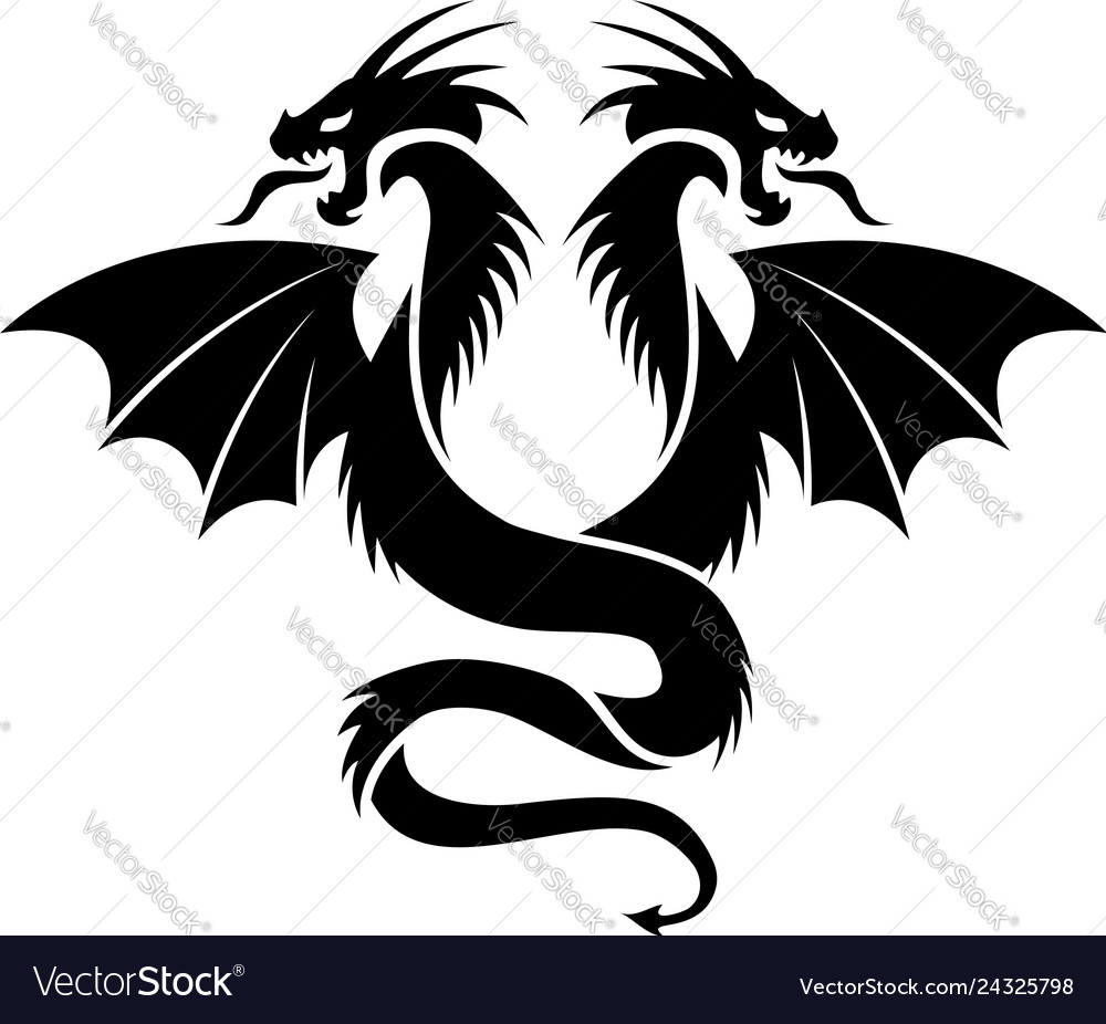 Icon flying two headed dragon Royalty Free Vector Image