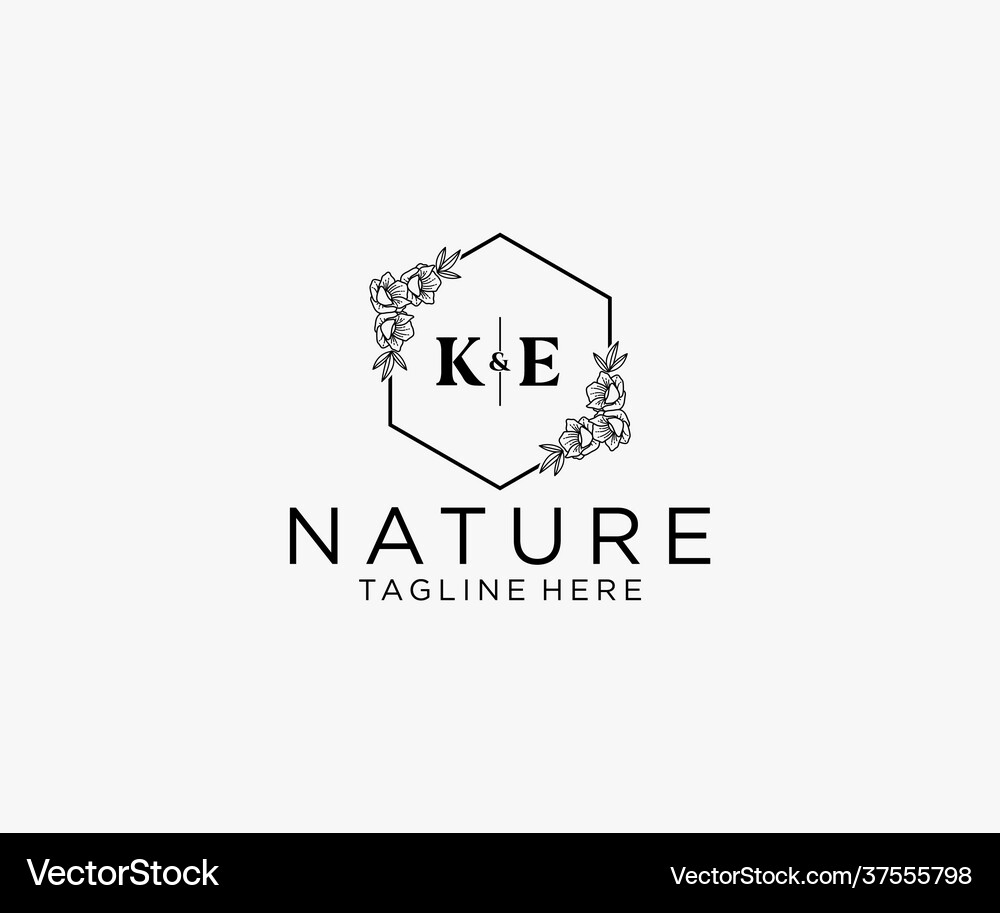 Initial kek letters botanical feminine logo Vector Image