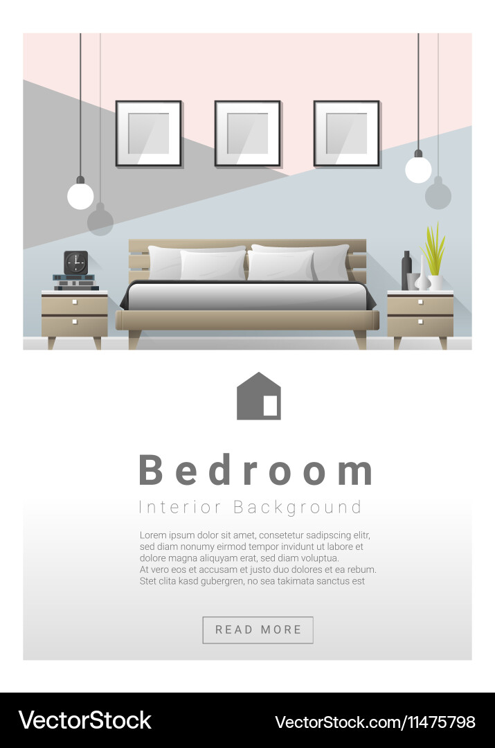 Interior design modern bedroom banner 2 Royalty Free Vector