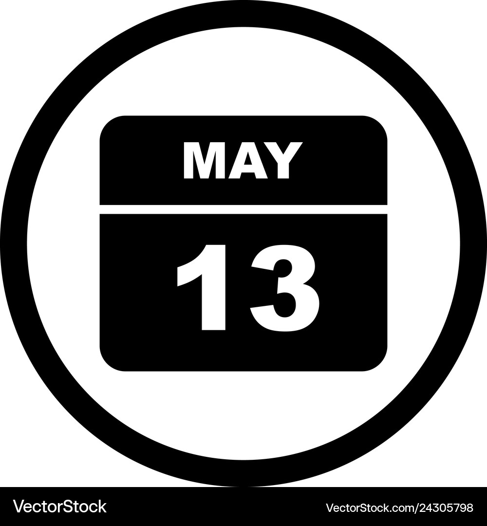 May 13th date on a single day calendar Royalty Free Vector