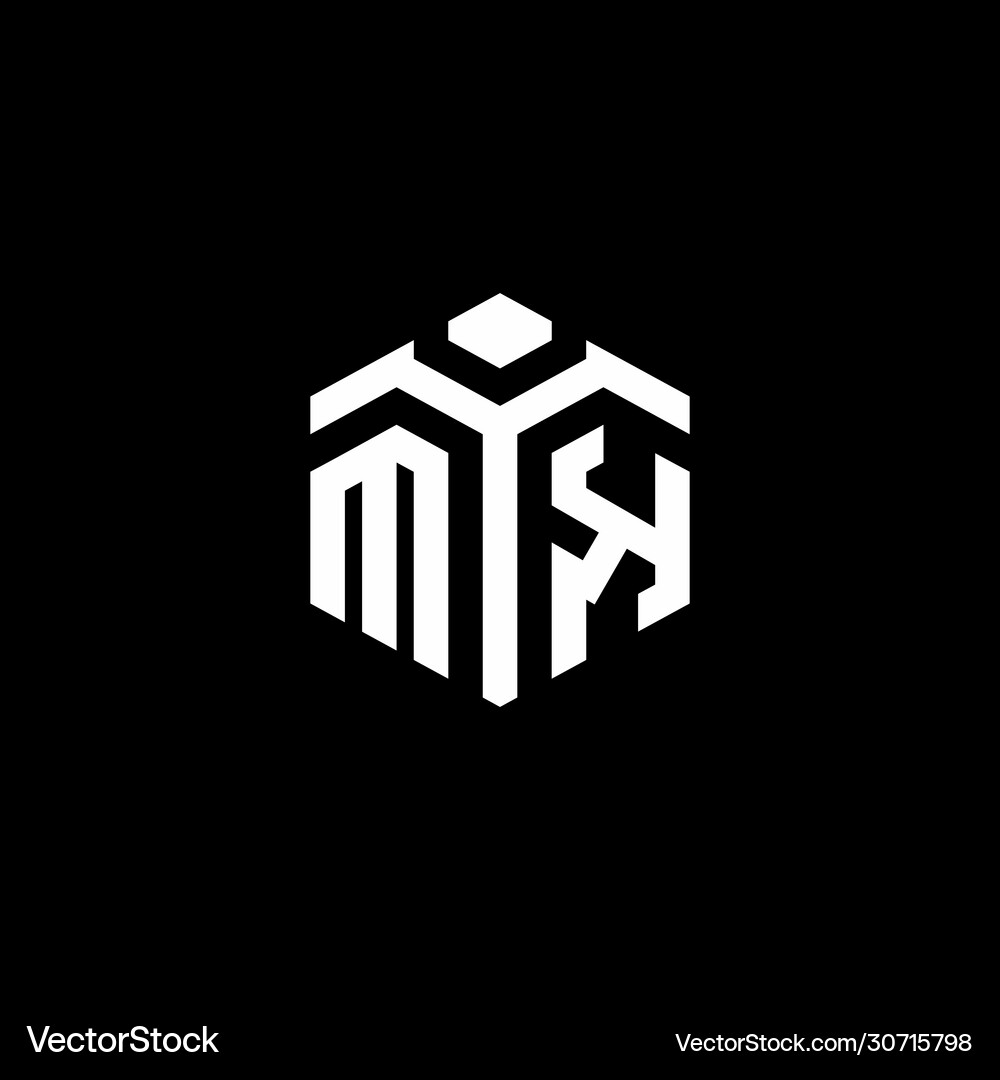 Mk monogram logo with abstract hexagon style Vector Image