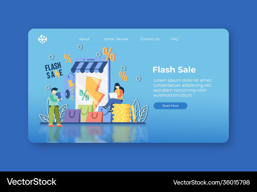 Modern flat design flash sale landing page Vector Image