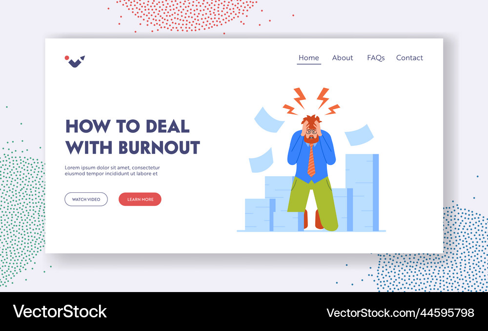 Overloaded worker stress and burnout landing page Vector Image