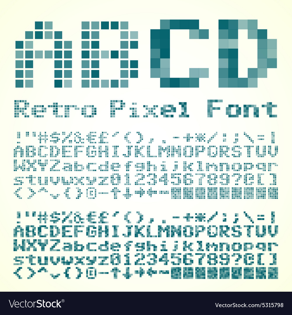 Pixel font Royalty Free Vector Image - VectorStock