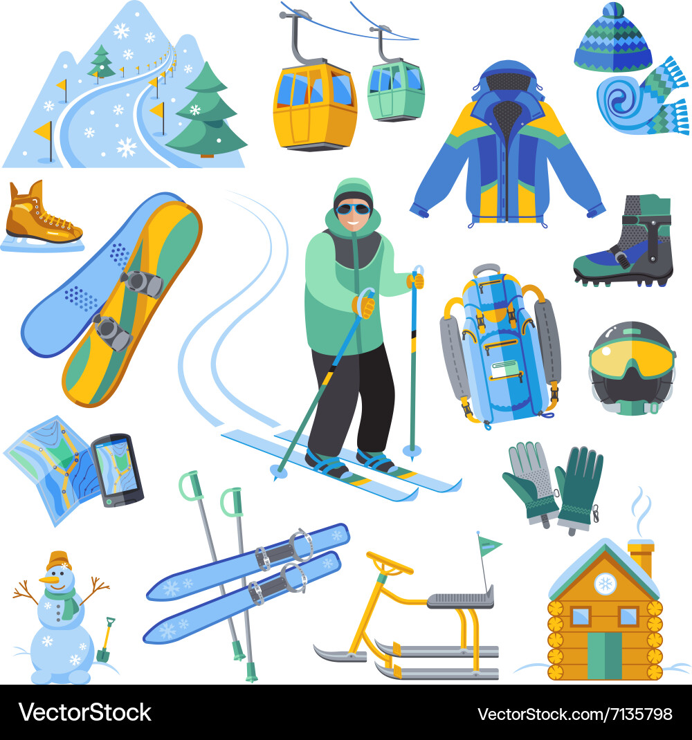 Ski resort icons Royalty Free Vector Image - VectorStock