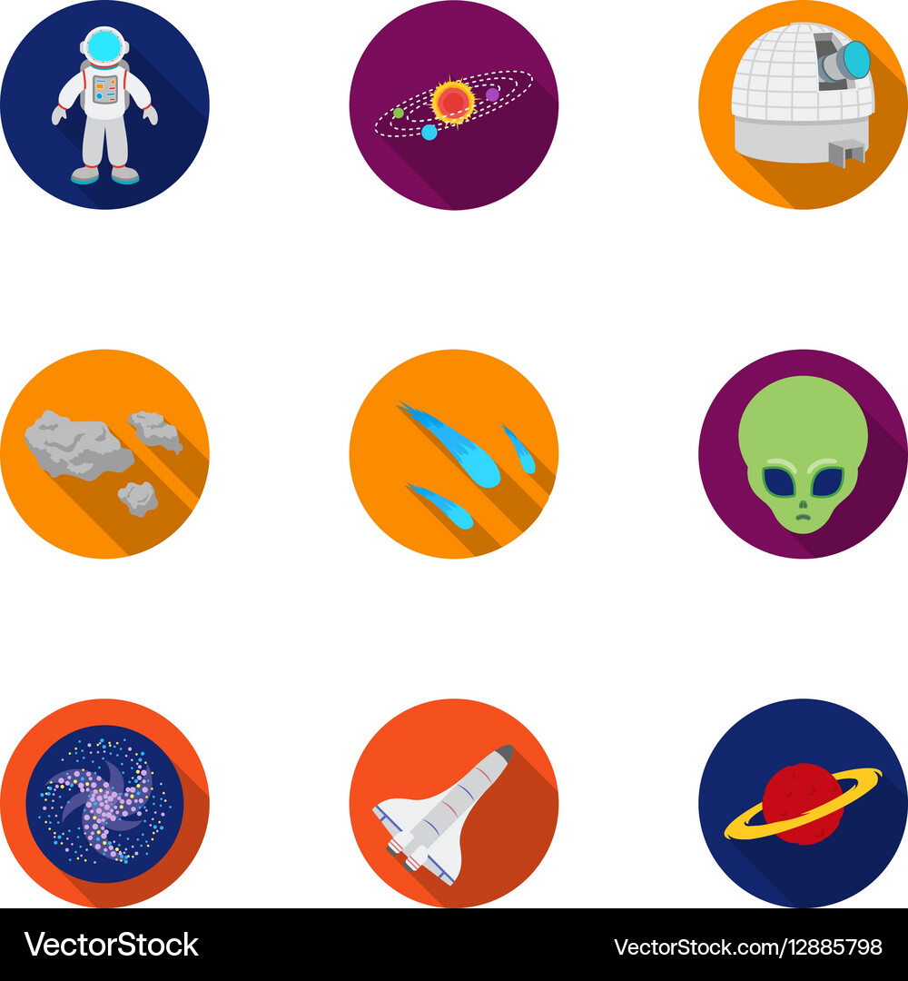 Space set icons in flat style big collection Vector Image