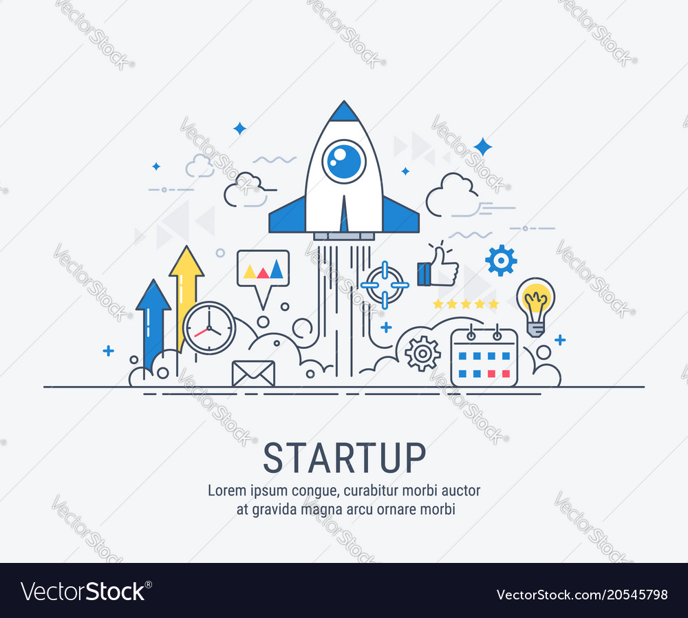 Startup concept with thin line flat modern design Vector Image Startup concept with thin line flat modern design Vector Image