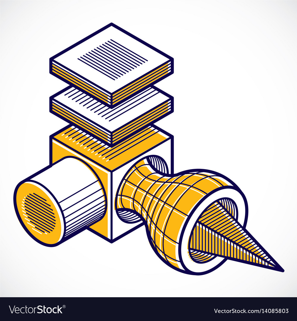 3d engineering abstract shape made using cubes Vector Image