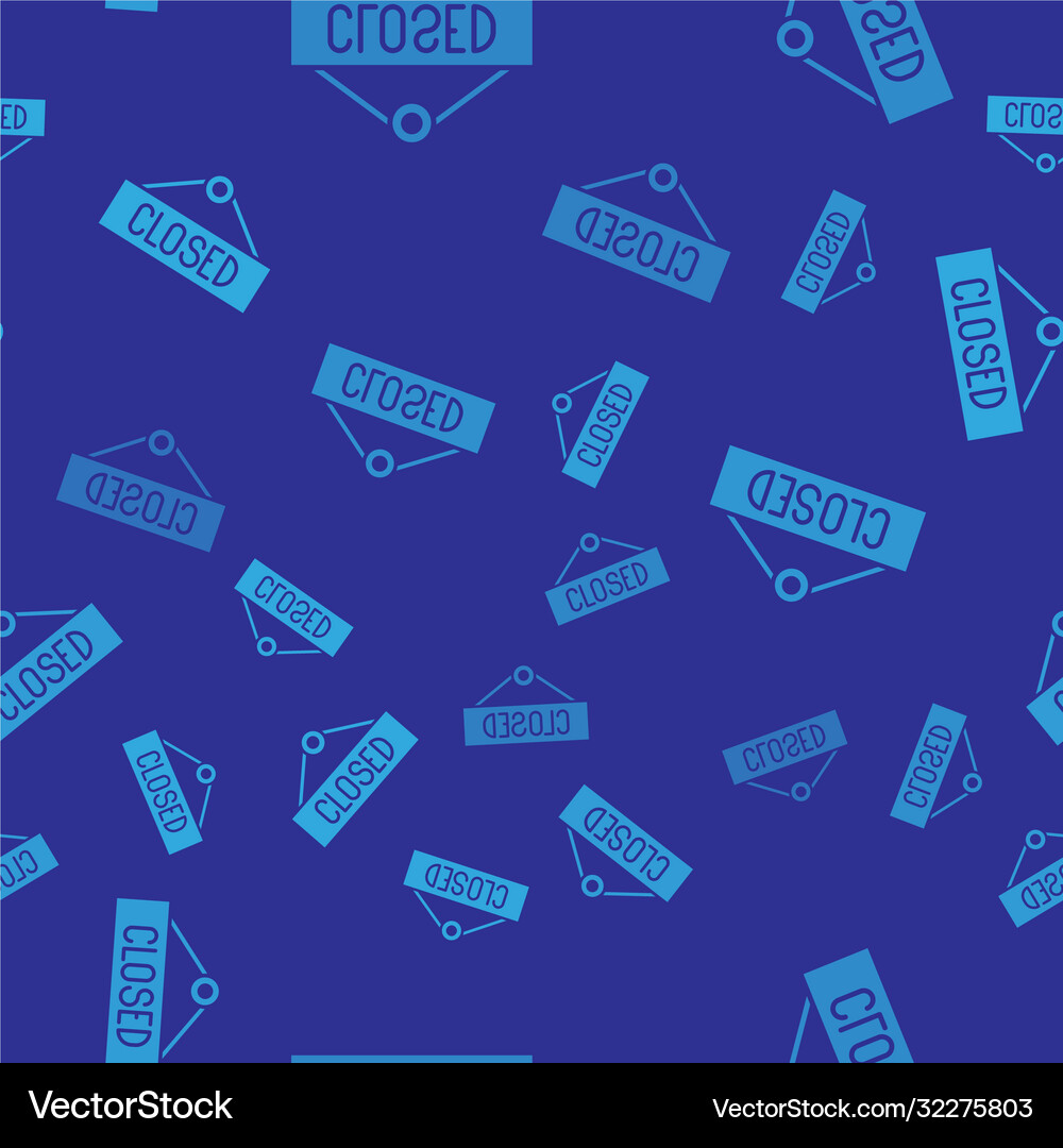 Blue hanging sign with text closed icon isolated Vector Image