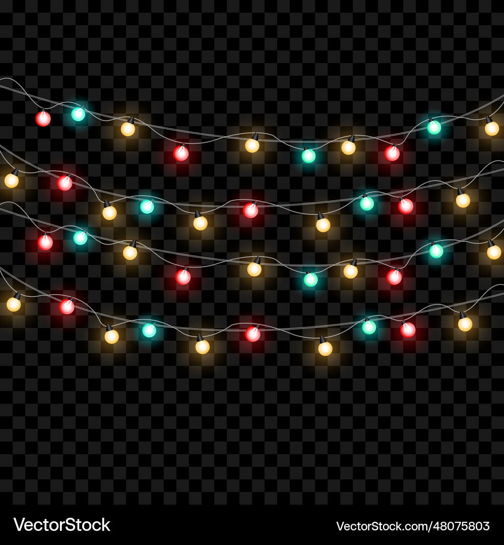 Christmas lights isolated on transparent Vector Image