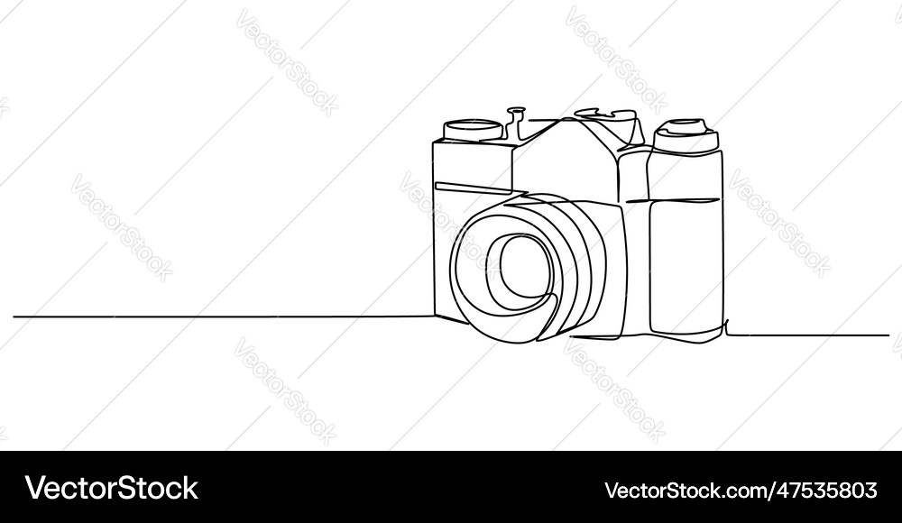 Continuous single one line of camera isolated on Vector Image