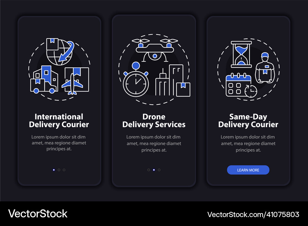 Courier delivery business night theme onboarding Vector Image