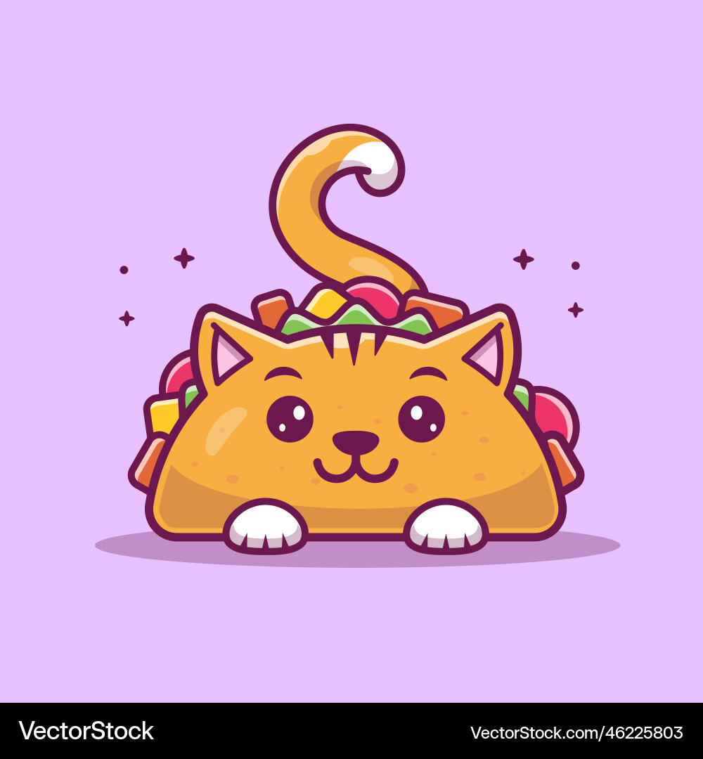 Cute cat taco cartoon Royalty Free Vector Image