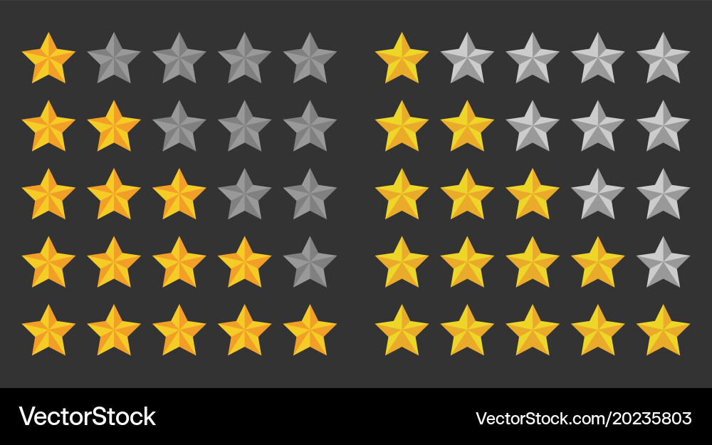Five stars rating 5 star set Royalty Free Vector Image