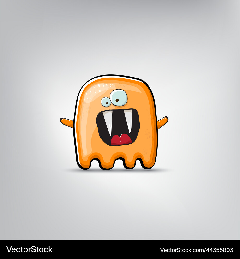 Funny cute smiling orange ghost monster isolated Vector Image