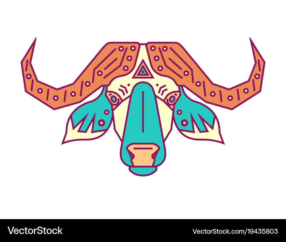 Geometric head of bull simple forms Royalty Free Vector