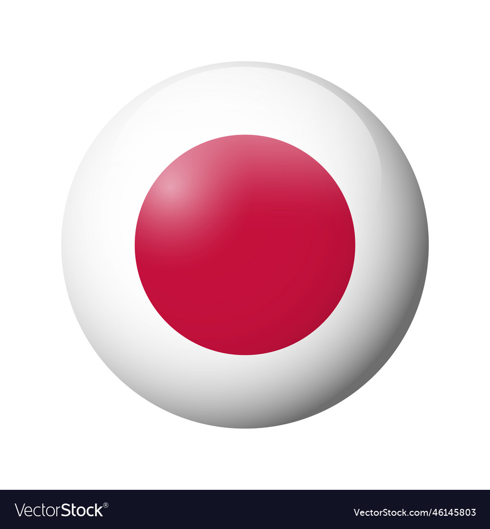 Glossy circle badge flag of japan Royalty Free Vector Image