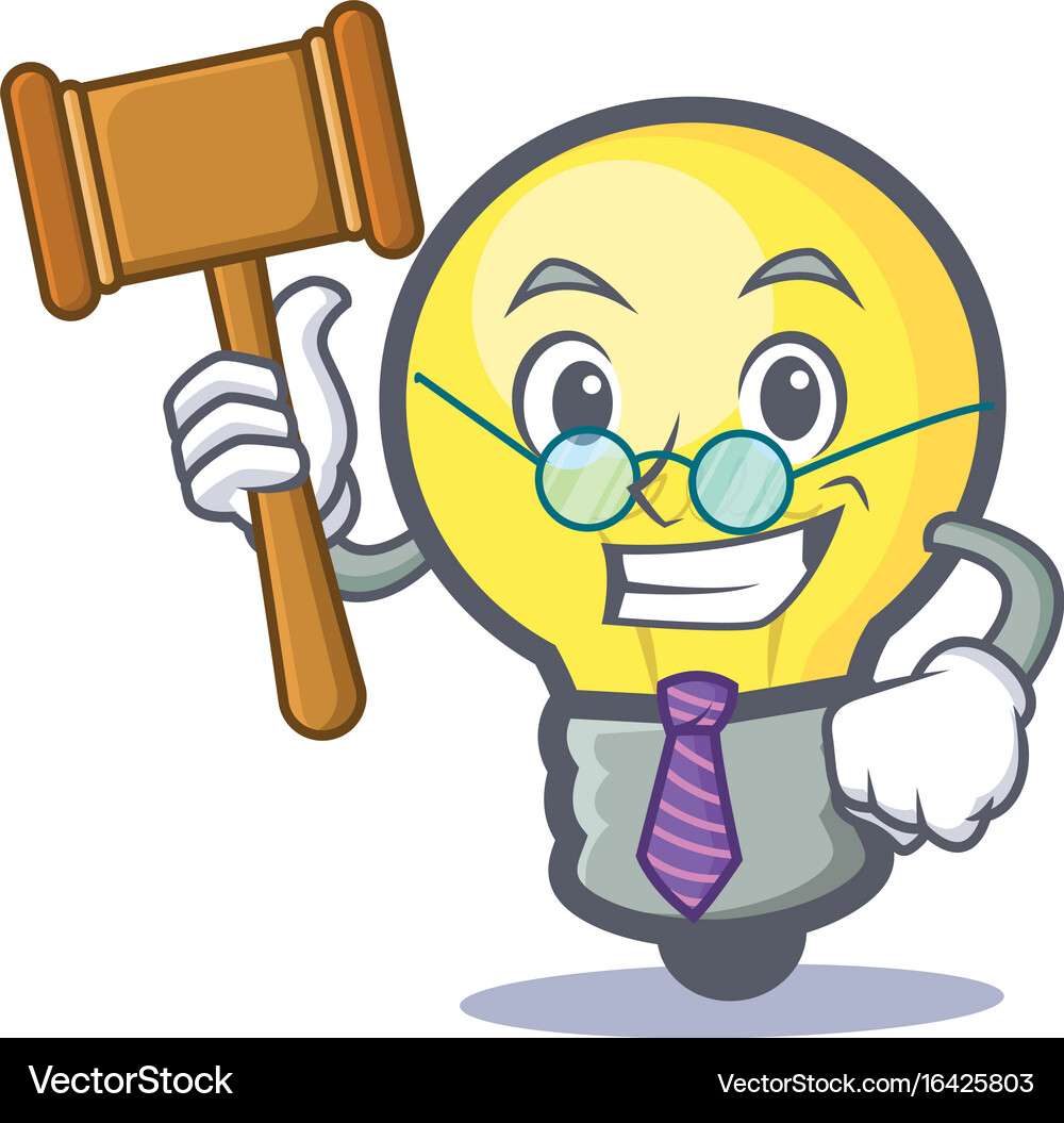 Judge light bulb character cartoon Royalty Free Vector Image