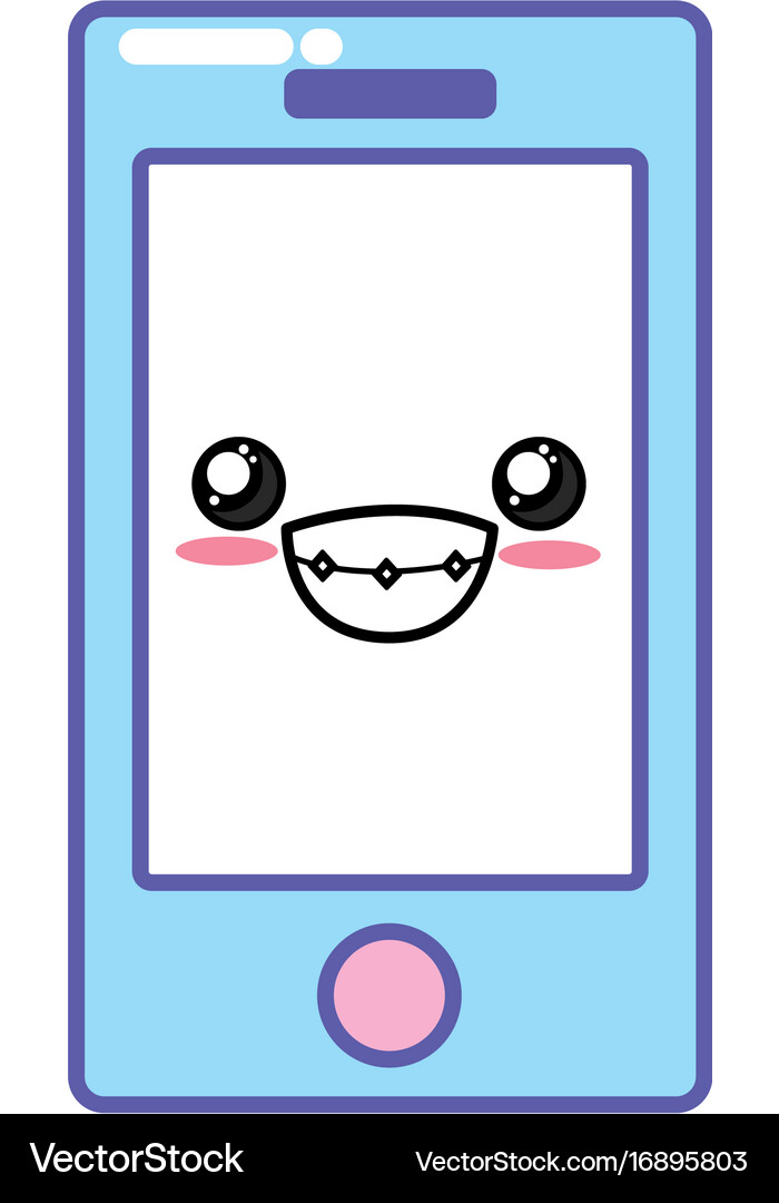 Kawaii cute funny smartphone technology Royalty Free Vector