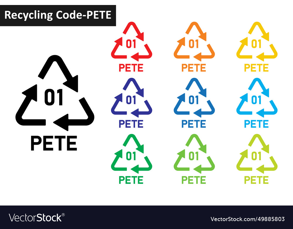 Pete plastic recycling code icon set Royalty Free Vector