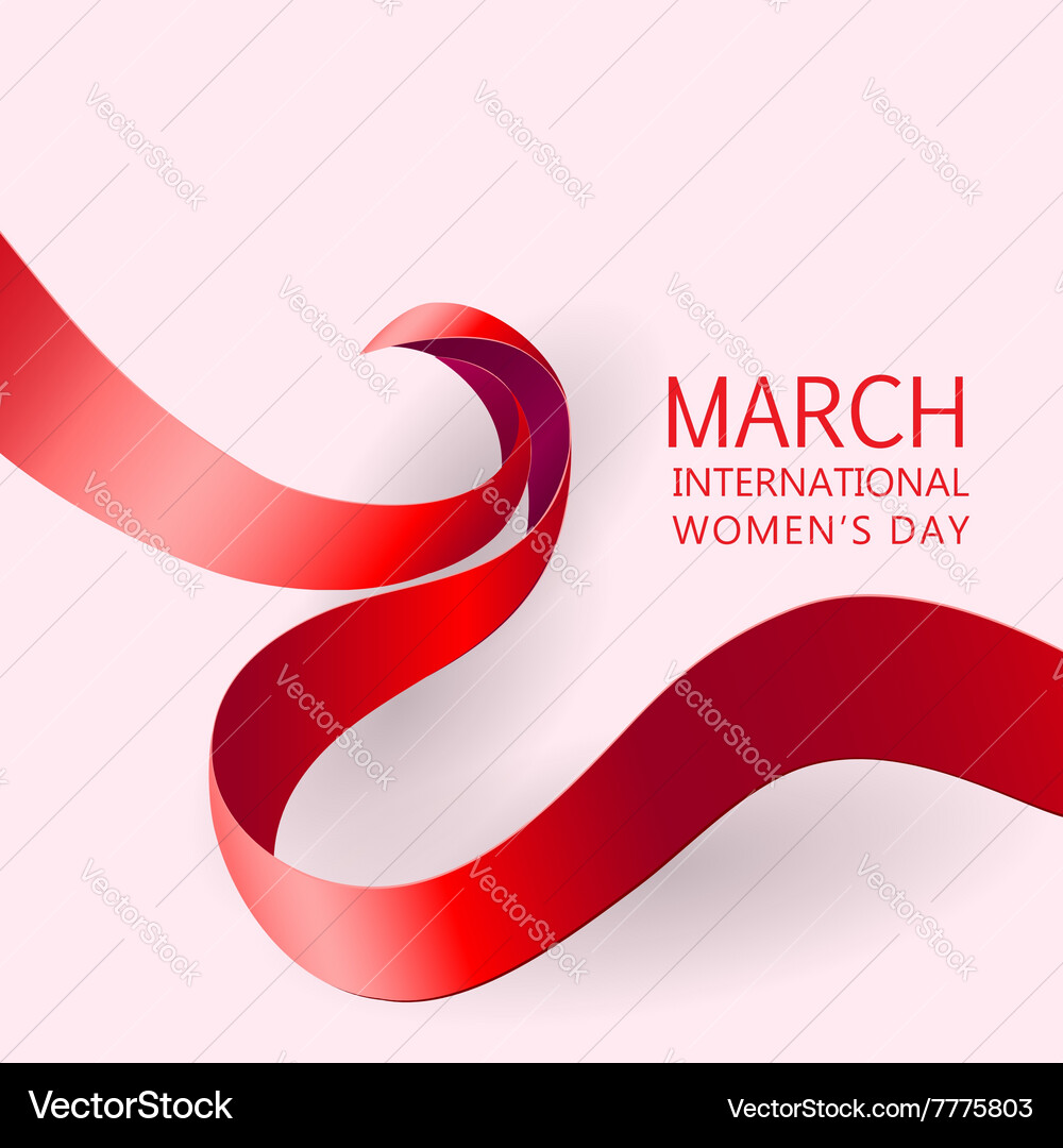 Ribbon march 8 greeting card Royalty Free Vector Image