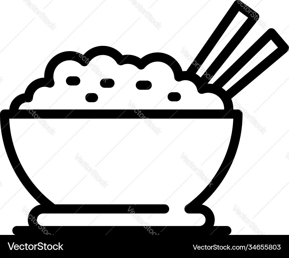 Rice bowl icon outline style Royalty Free Vector Image