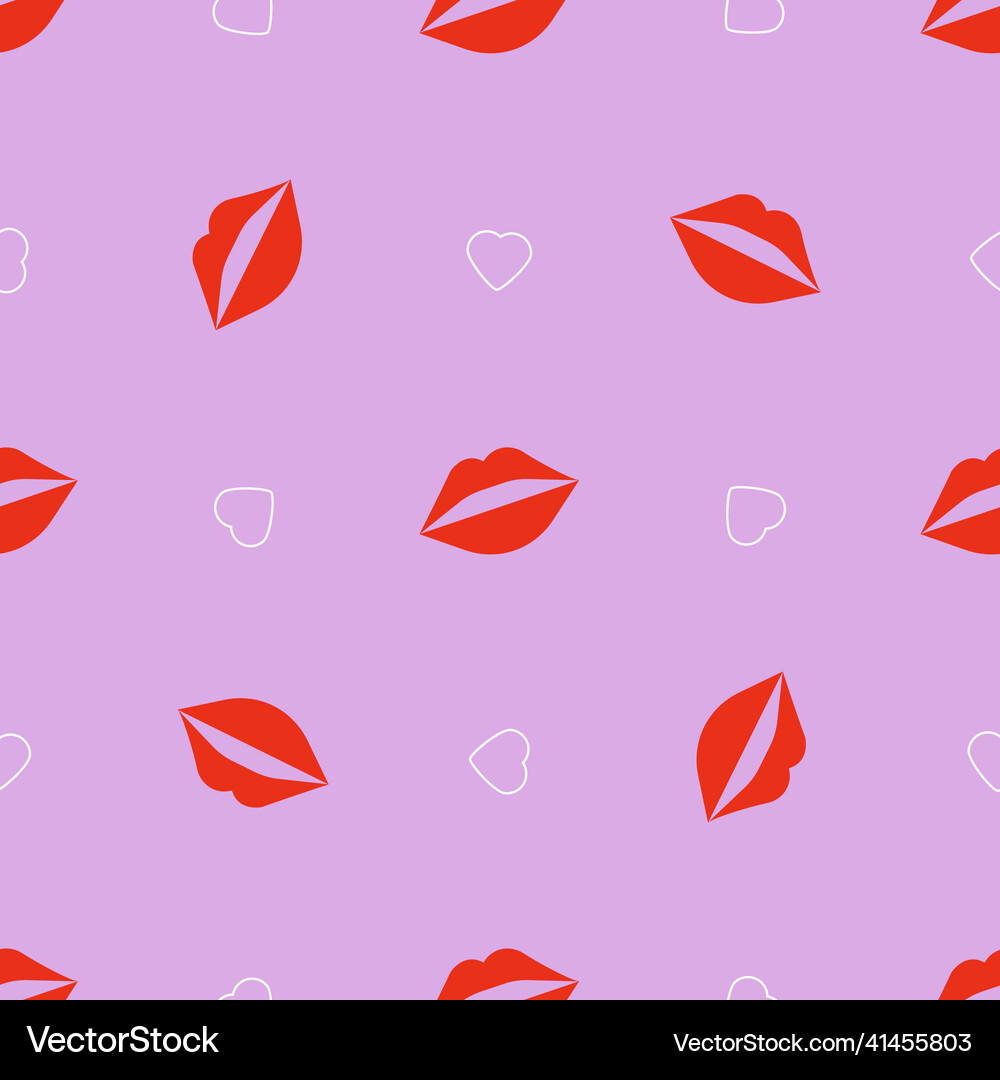 Seamless pattern with lips and love heart shapes Vector Image