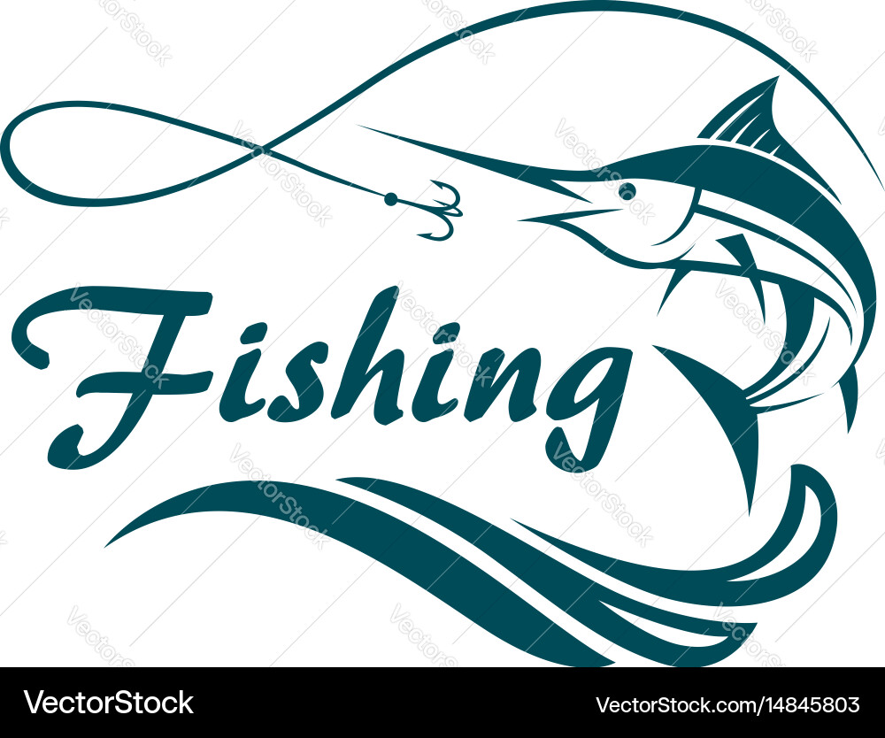 Swordfish fishing emblem Royalty Free Vector Image