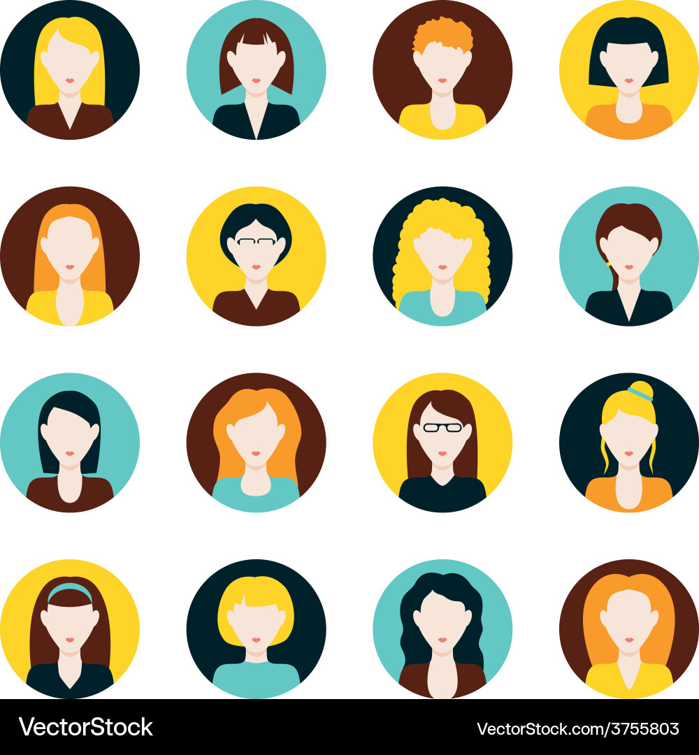 Women flat icons Royalty Free Vector Image - VectorStock