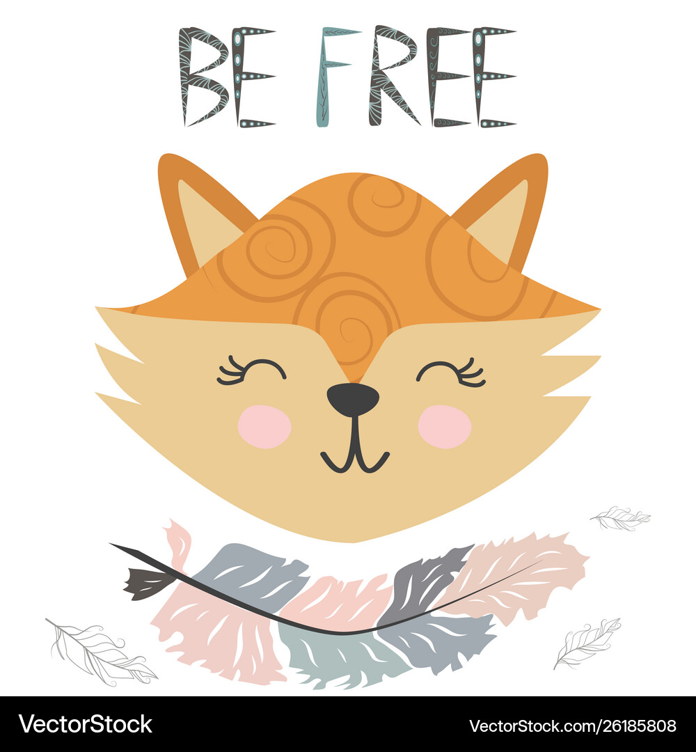 Cute little fox smiling face with graceful Vector Image