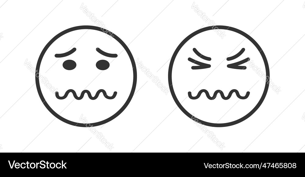 Face with confounded emotion squiggly mouth Vector Image