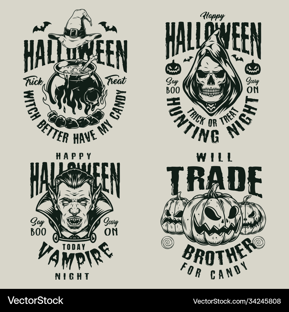 Halloween vintage scary labels Royalty Free Vector Image
