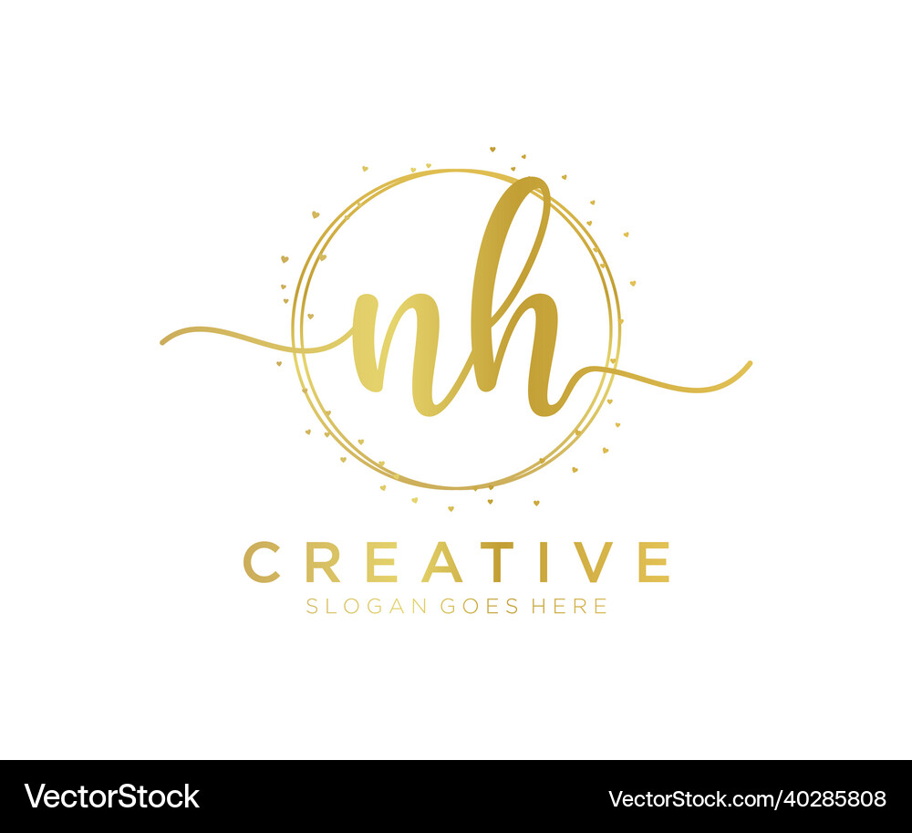 Initial nh feminine logo usable for nature salon Vector Image
