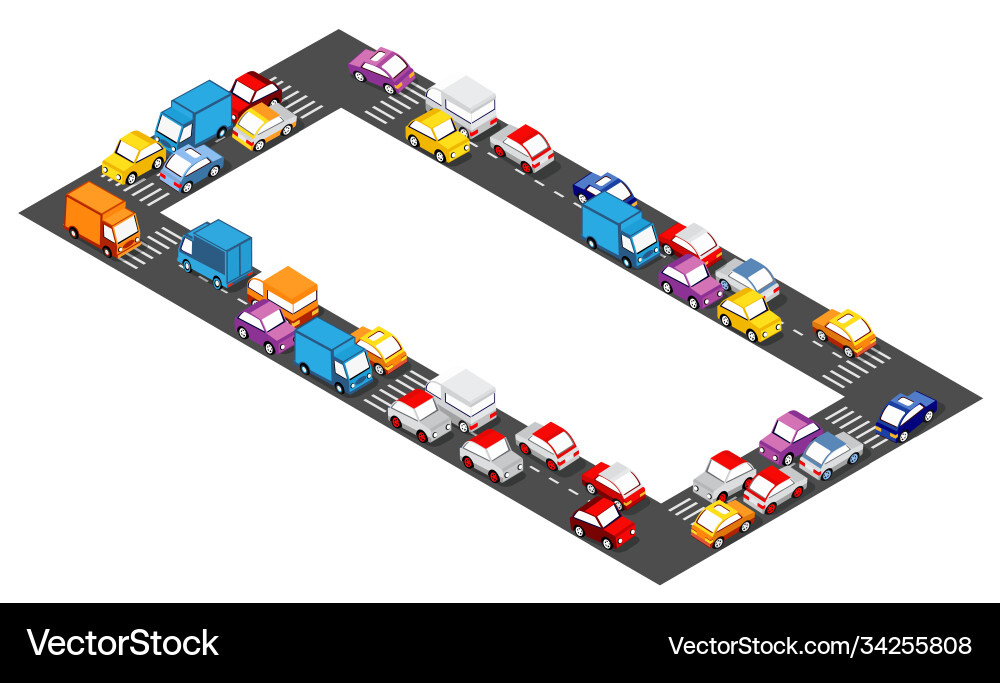 Isometric asphalt transport crossroads Royalty Free Vector