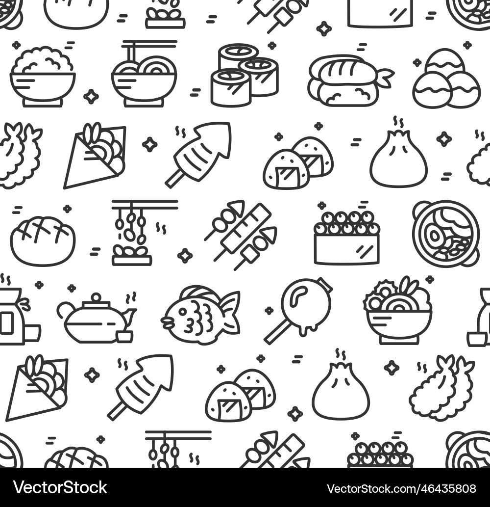 Japan food sign thin line seamless pattern Vector Image