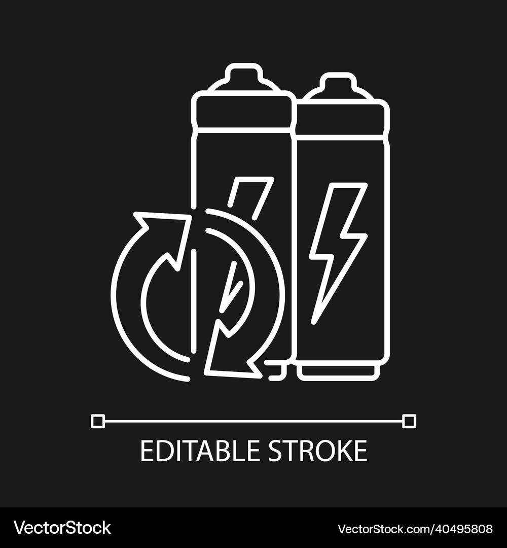 Lithium-ion battery recycling white linear icon Vector Image