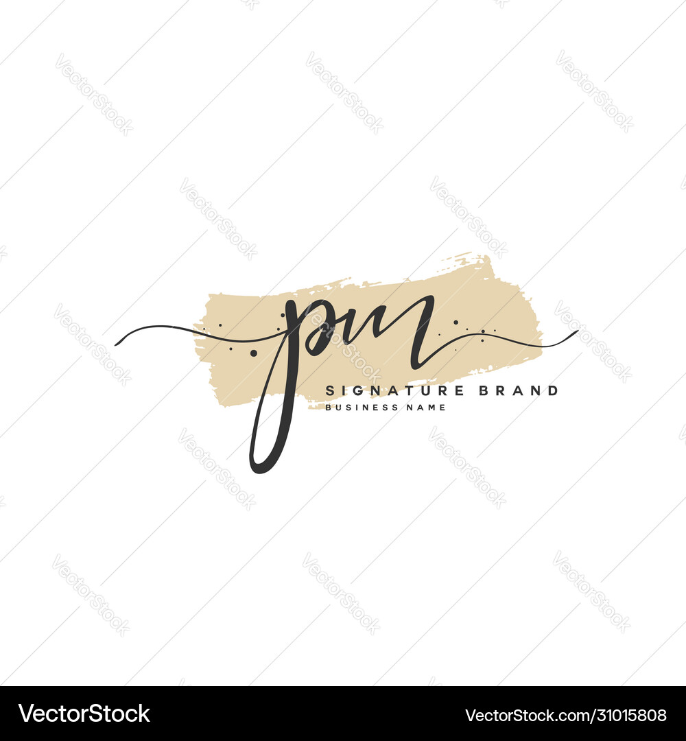 P m pm initial letter handwriting and signature Vector Image