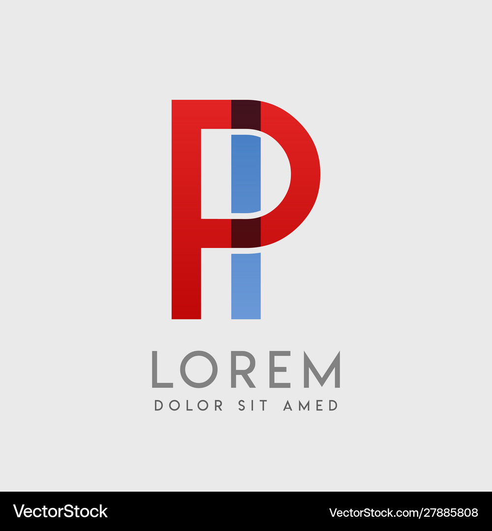 Pi logo letters with blue and red gradation Vector Image